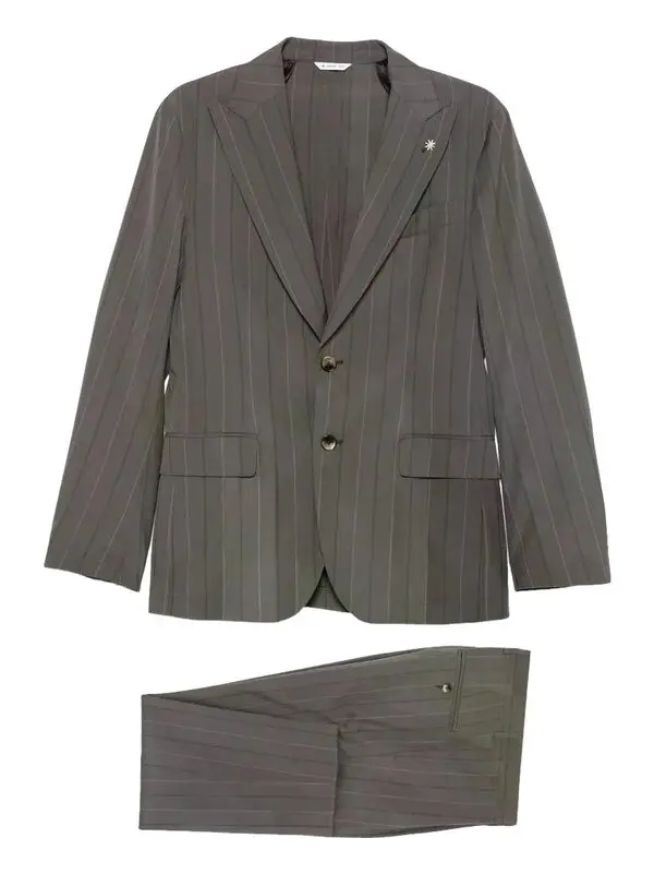 MANUEL RITZ Pinstripe Single-breasted Suit - Brown