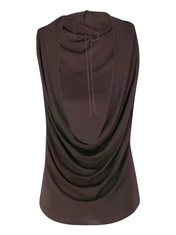 SEMICOUTURE Cowl-neck Sleeveless Top - Brown
