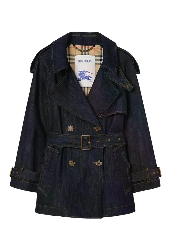 Burberry Fitzrovia Double-breasted Denim Jacket - Blue
