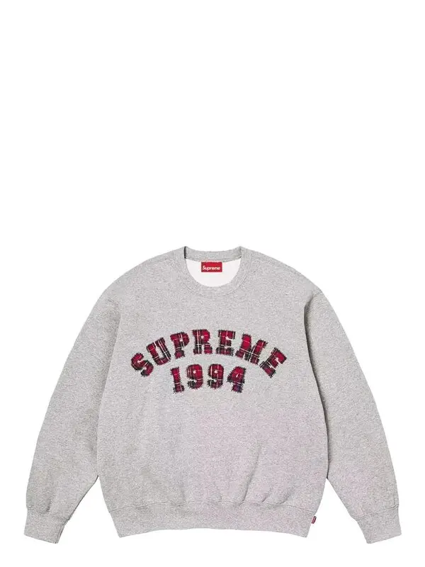 Supreme Plaid Arc Appliqué Sweater - Grey