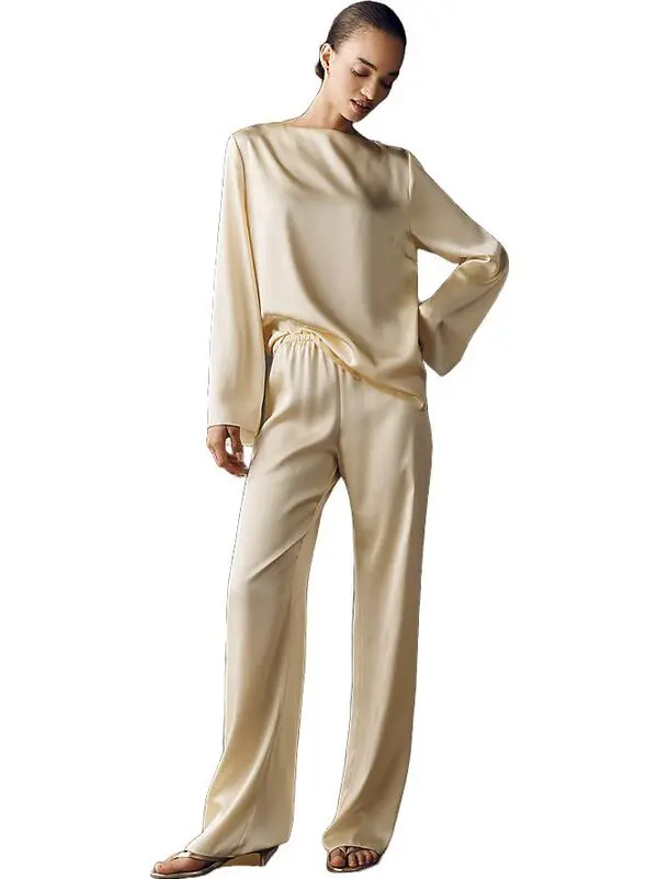 SEROYA Lillian Satin Pants - Butter