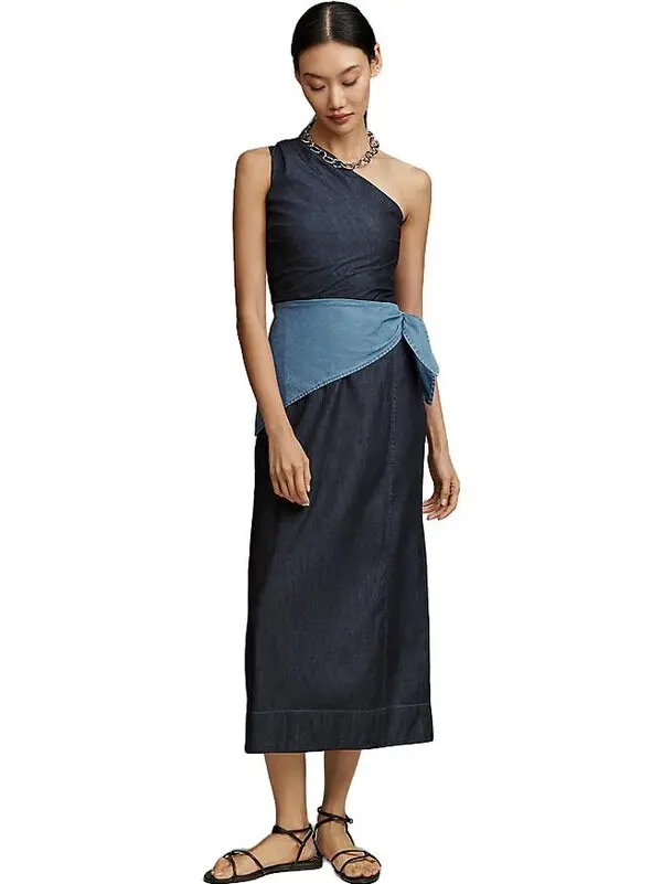 SIMONMILLER Belem Cotton Chambray Midi Dress - Indigo Combo