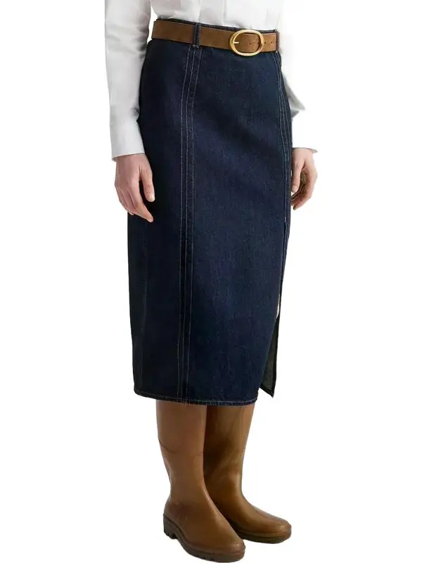 TWP Seam-detail Midi Skirt - Blue