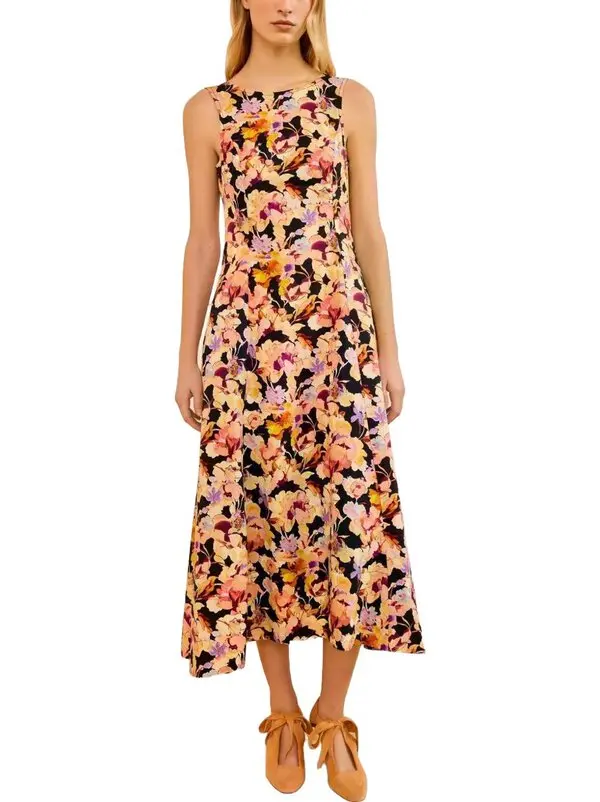 Ulla Johnson Floral-print Midi Dress - Black