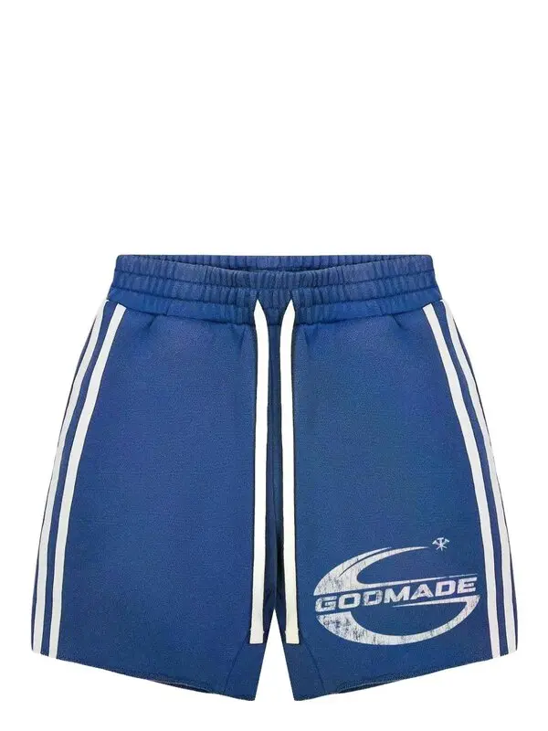 GODMADE Logo-print Side-stripe Shorts - Blue