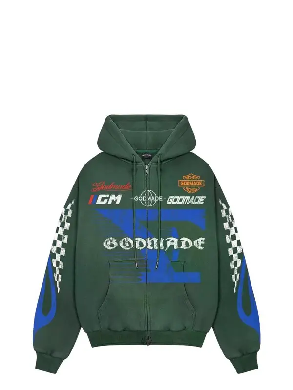 GODMADE 7 Speed Logo-print Zip-up Hoodie - Green