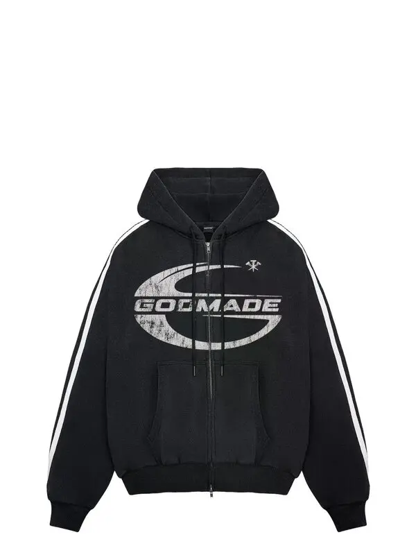 GODMADE Logo-print Side-stripe Hoodie - Black