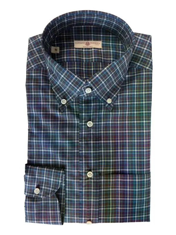 Luciano Barbera Checked Buttoned Shirt - Blue