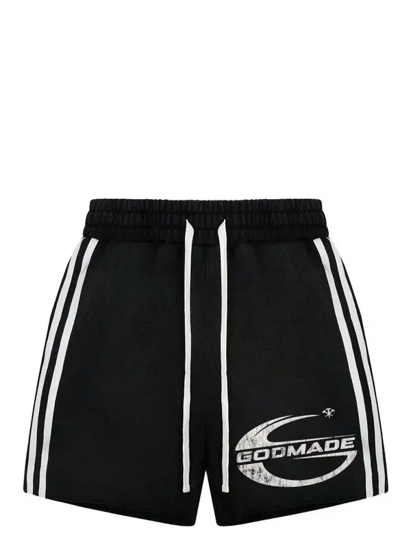 GODMADE Logo-print Side-stripe Shorts - Black