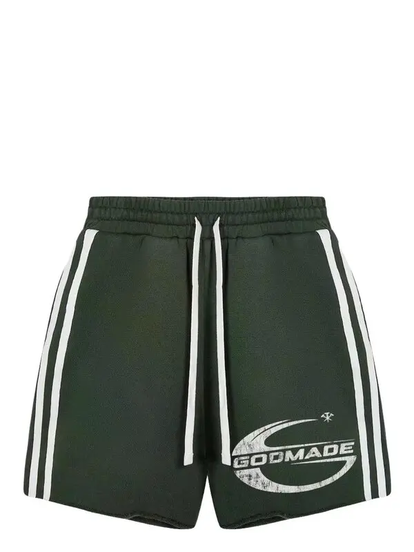GODMADE Logo-print Side-stripe Shorts - Green
