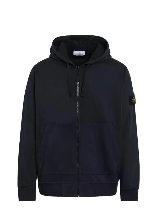 Stone Island Logo-patch Zip-up Hoodie - Blue