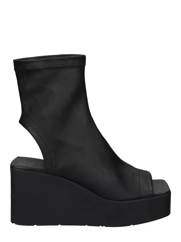 VIC MATIE Cut-out Wedge Sandals - Black