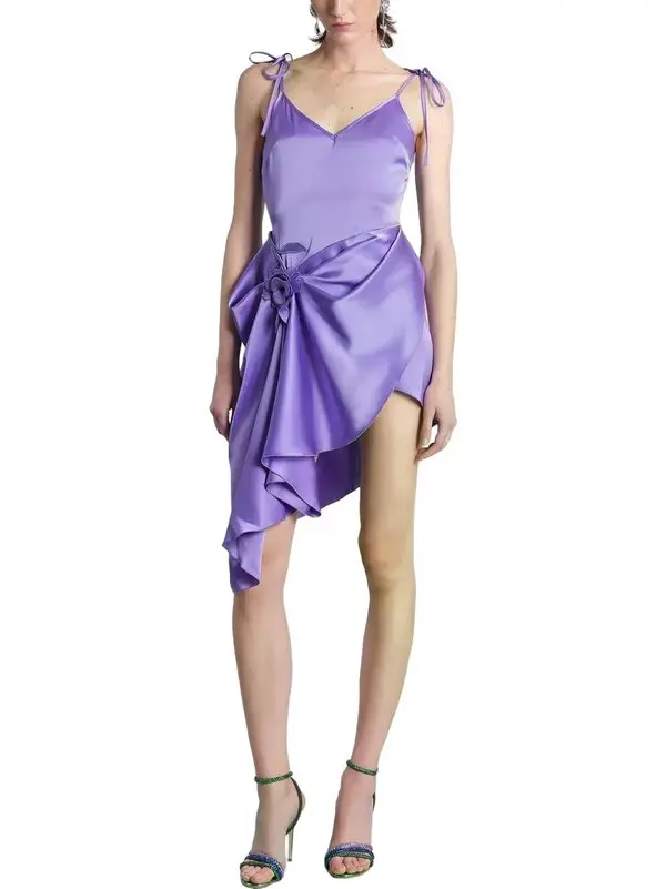 David Koma Flower-detail Asymmetric Dress - Purple