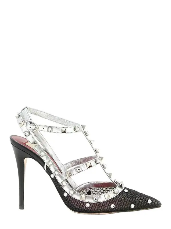 Valentino Garavani Rockstud Crystal-embellished Pumps - Silver