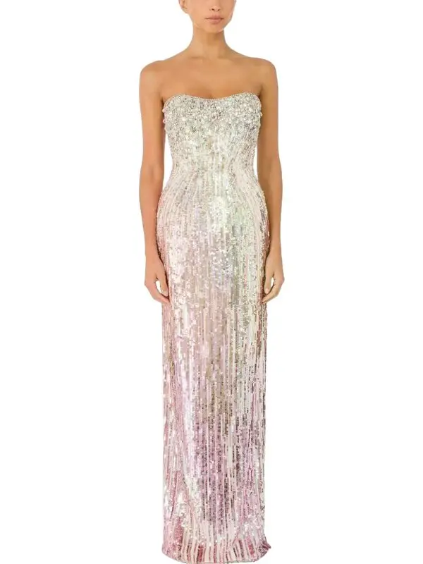 Jenny Packham Sequin And Crystal-embroidered Dress - Silver