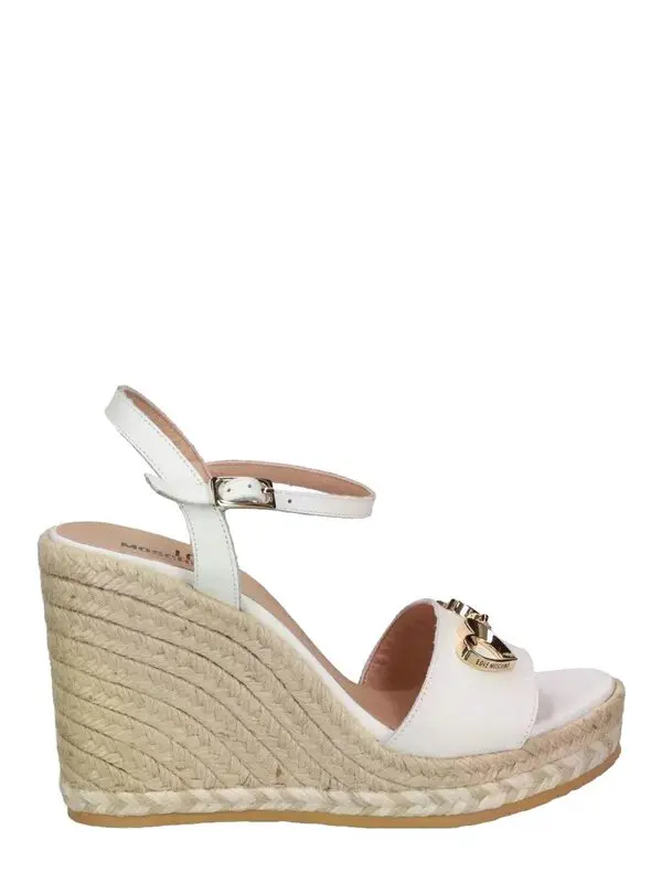 Moschino Heart-plaque Wedge Sandals - White