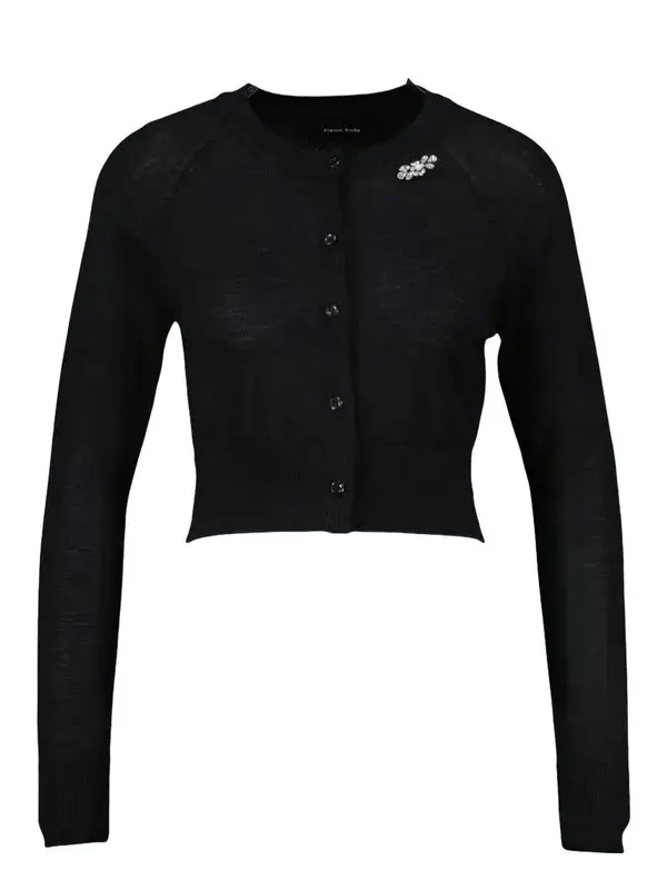 Simone Rocha Embellished Cropped Wool Cardigan - Black