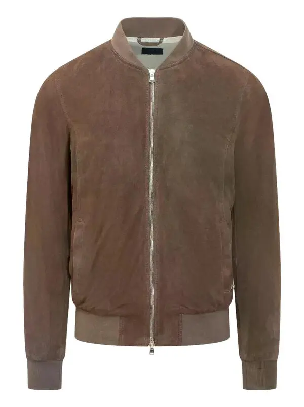 BARBA NAPOLI Zip-up Suede Jacket - Brown