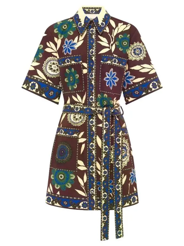 ALEMAIS Jasper Floral-print Mini Dress - Brown