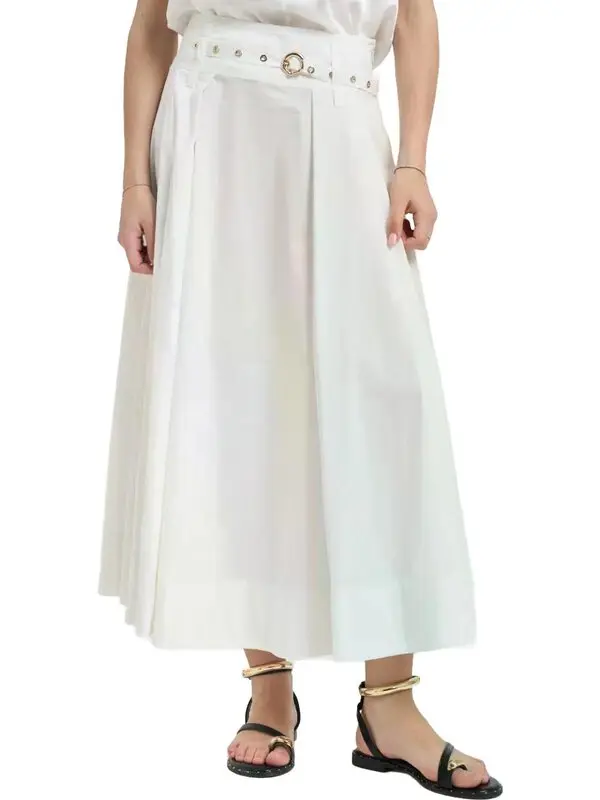 Liu Jo Belted Pleated Midi Skirt - White