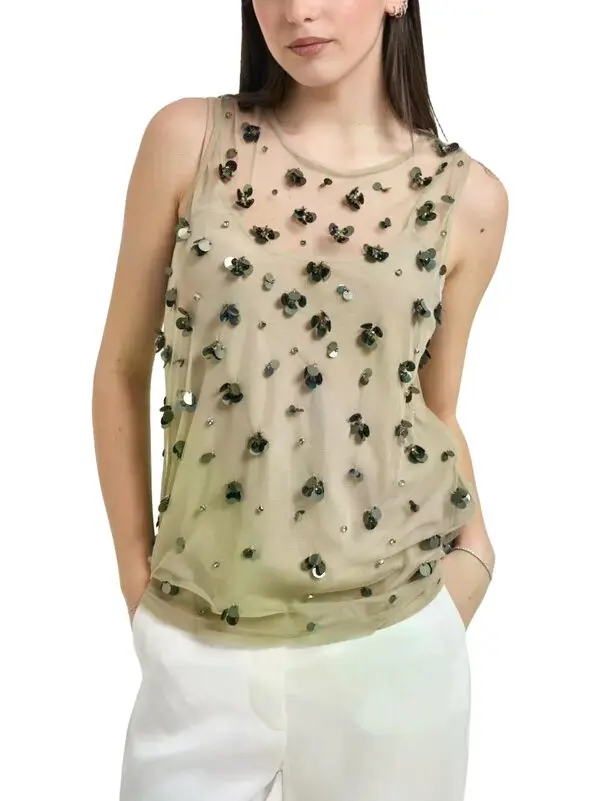 Liu Jo Sequin-embellished Mesh Top - Neutrals