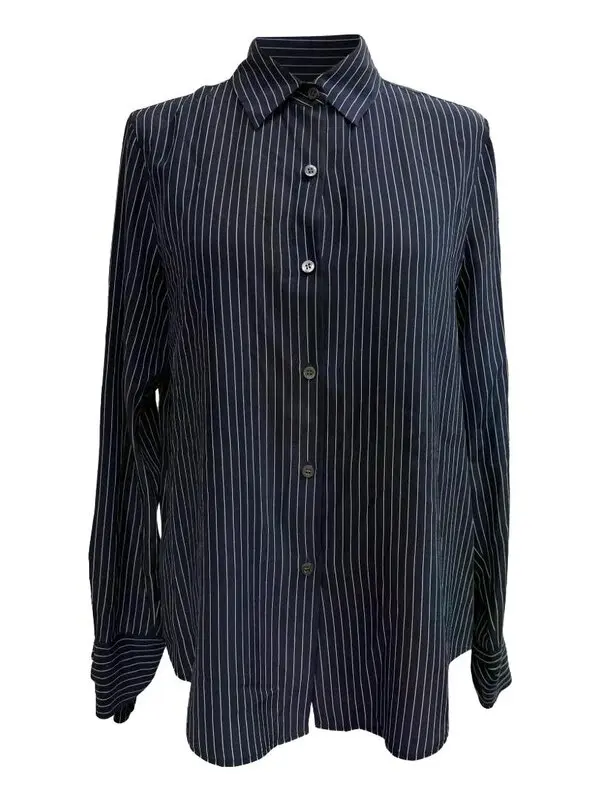 Theory Tie-cuff Pinstripe Blouse - Blue