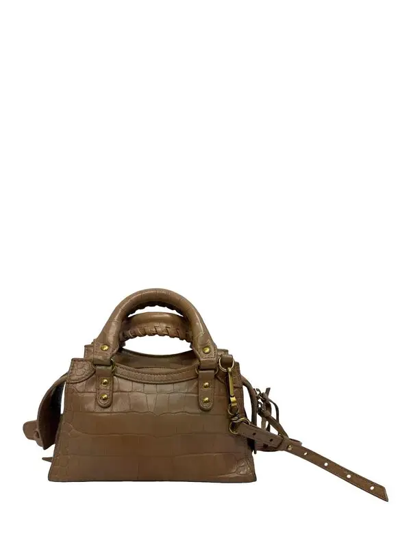 Balenciaga Neo Classic City Croc-effect Handbag - Neutrals