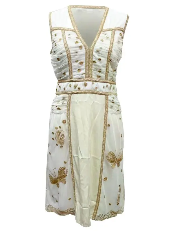 Diane Von Furstenberg Embroidered V-neck Shift Dress - White
