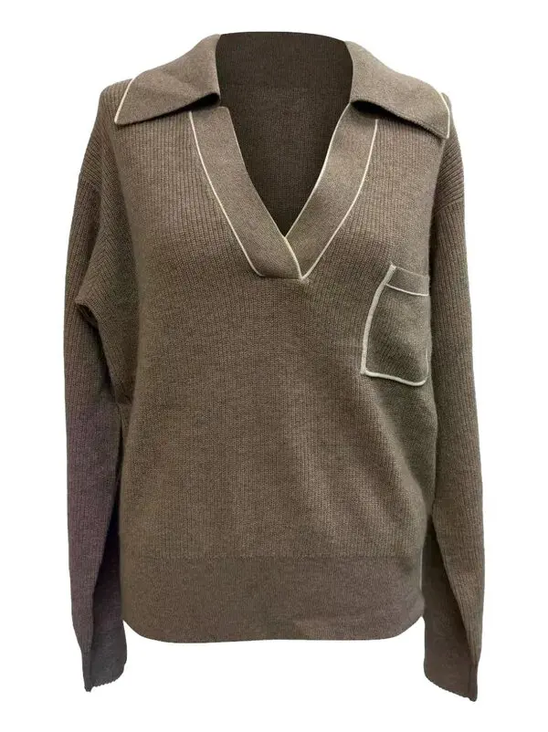 Sandro Knitted Collared Sweater - Neutrals