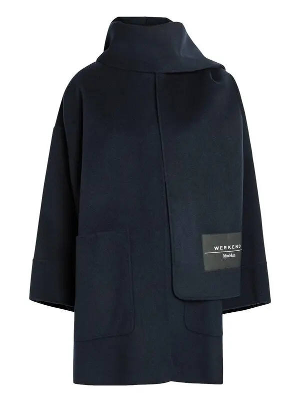 Max Mara Fulcro Scarf-effect Wool-blend Coat - Navy
