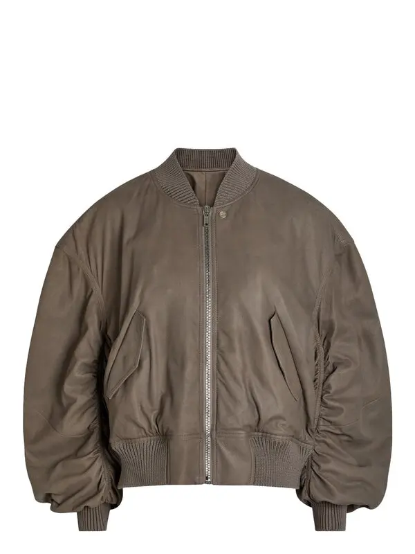 Rick Owens Secchia Flight Padded Leather Bomber Jacket - Light Brown