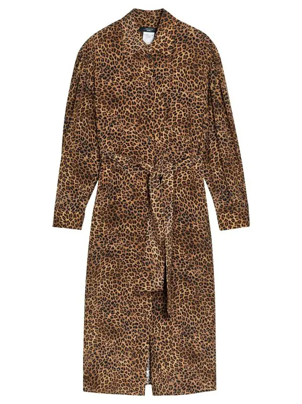 Max Mara Dolmen Printed Silk Midi Shirt Dress - Leopard