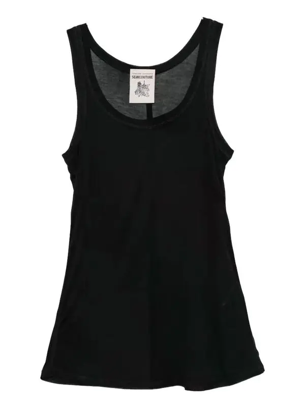 SEMICOUTURE Scoop-neck Vest Top - Black