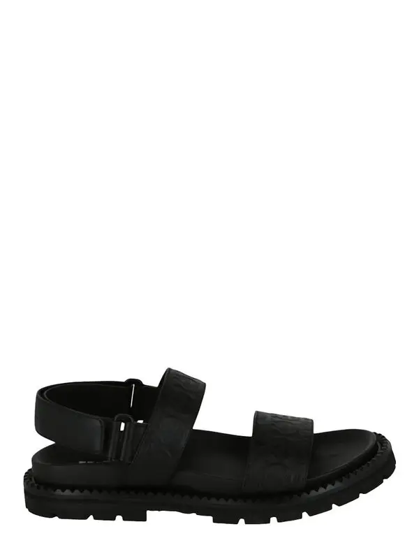 FERRAGAMO Notorius Leather Gancini Strap Sandals - Black
