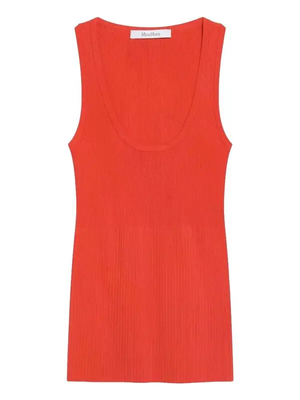Max Mara Ribbed-knit Scoop-neck Top - Orange