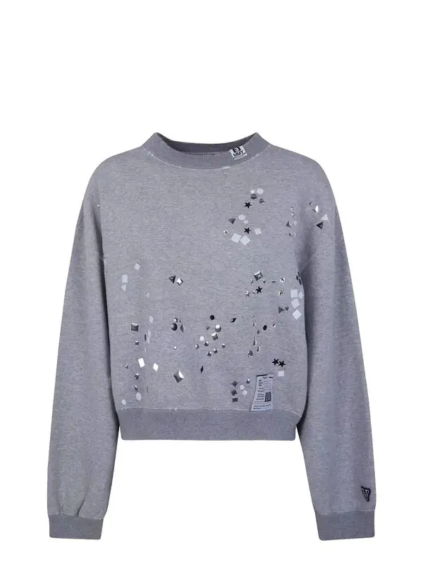 Mihara Yasuhiro Stud-embellished Distressed Sweatshirt - Grey