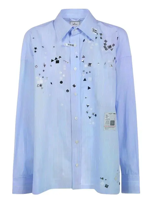 Mihara Yasuhiro Stud-embellished Striped Shirt - Blue
