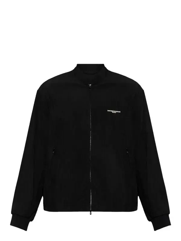 Emporio Armani Logo-embroidered Zip-up Jacket - Black