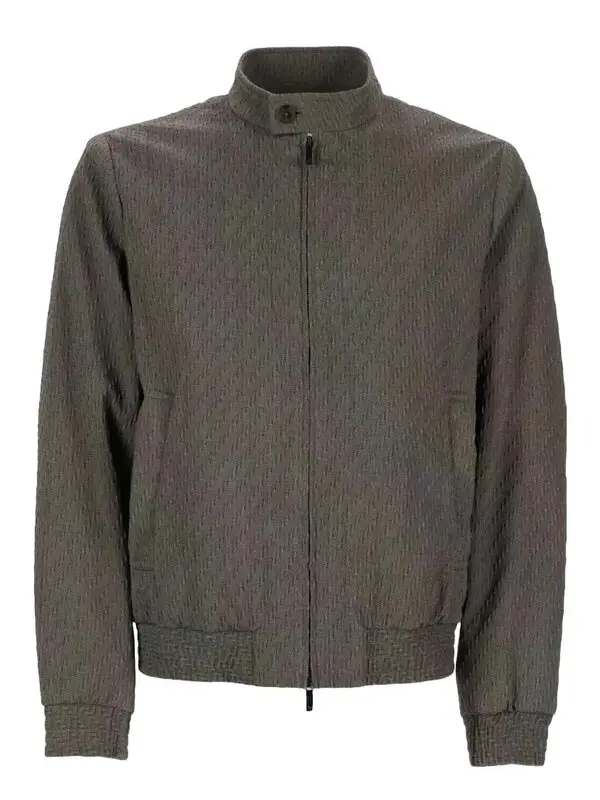 Emporio Armani Textured Zip-up Jacket - Brown