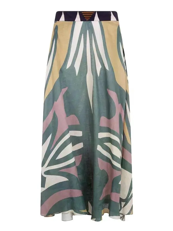 VOLANTIS Safi Abstract-print Silk Maxi Skirt - Green