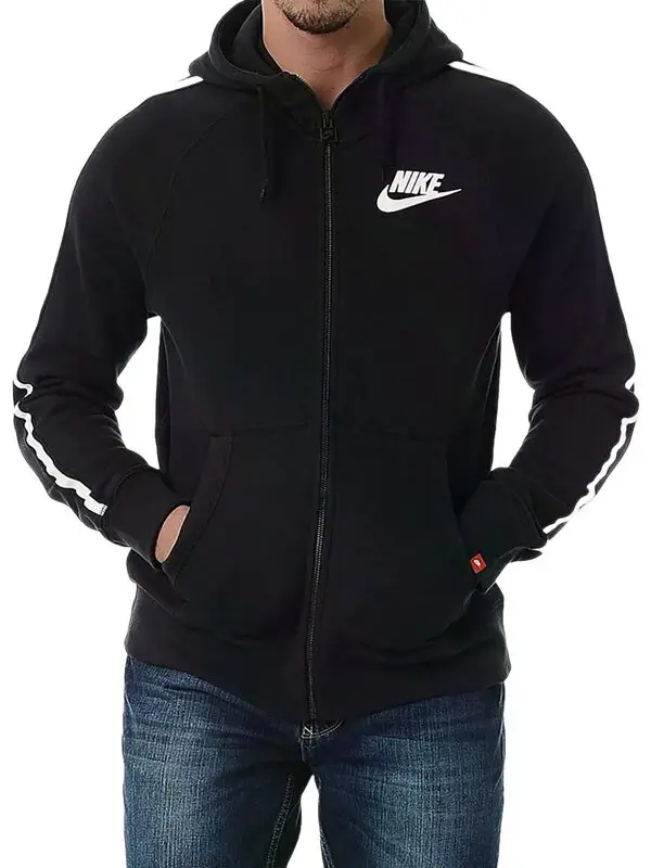 Nike Logo-print Full-zip Hoodie - Black