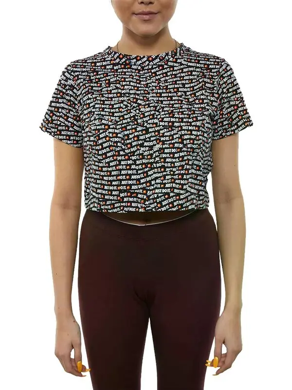 Nike Logo-print Cropped T-shirt - Black