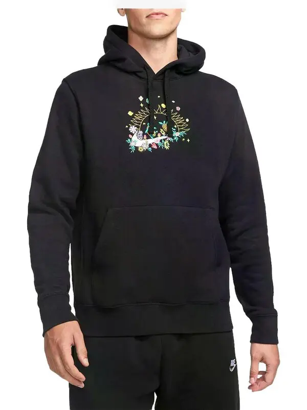 Nike Graphic-print Fleece Hoodie - Black