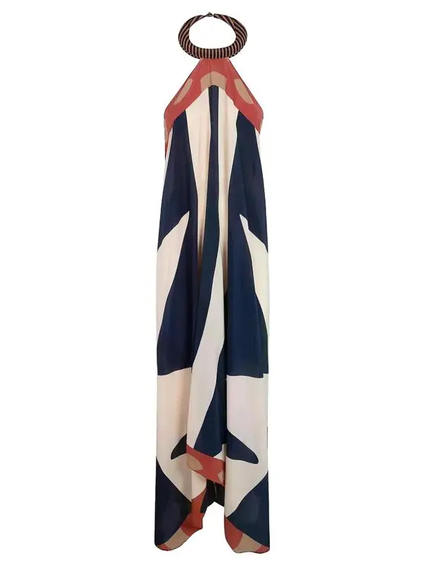 VOLANTIS Abstract-print Silk Dress - Neutrals
