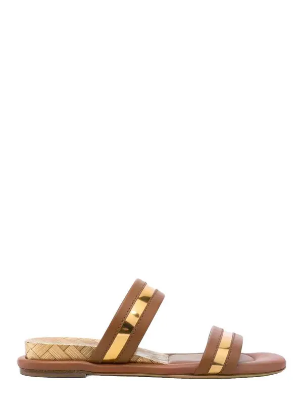 Casadei Florence Metallic-trimmed Leather Sandals - Brown