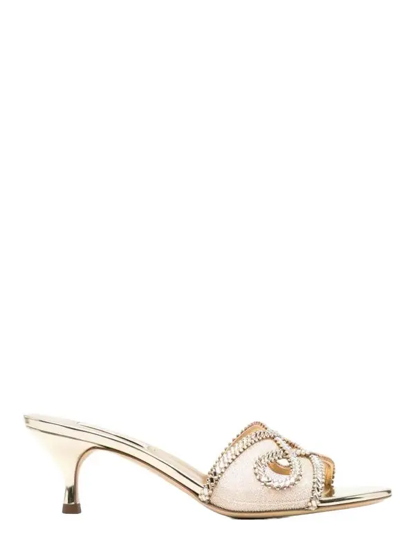 Casadei Crystal-embellished Metallic Sandals - Gold