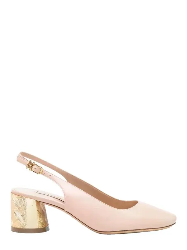 Casadei Minorca Woven Block Heel Slingback Sandals - Pink