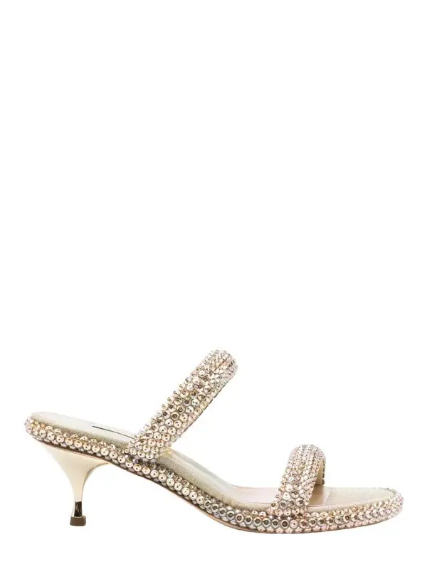 Casadei Sirio Crystal-embellished Kitten-heel Sandals - Gold