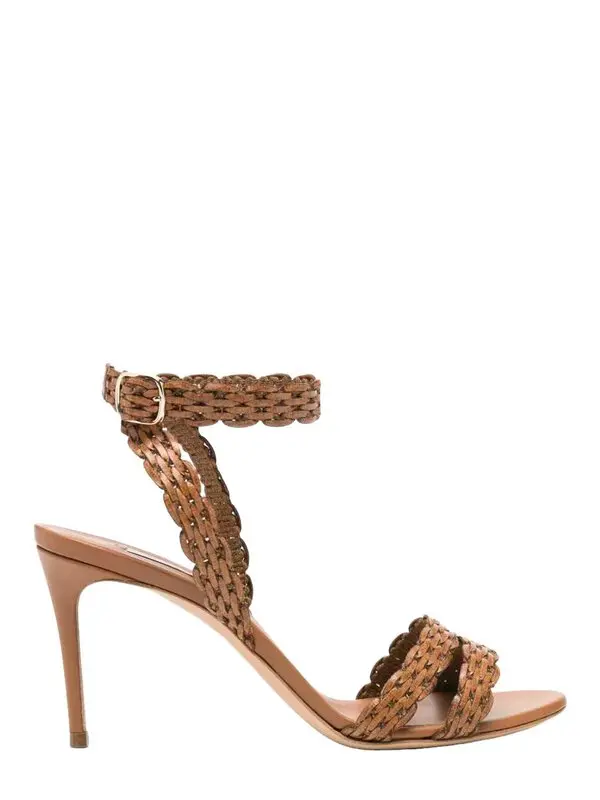Casadei Julia Avenida Woven-strap Stiletto Sandals - Brown