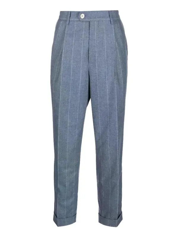 Brunello Cucinelli Pinstripe Pleated Trousers - Grey